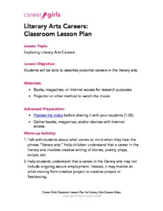 Literary-Arts-Careers-Empowerment-Lesson-Classroom-Lesson-Plan - Career ...