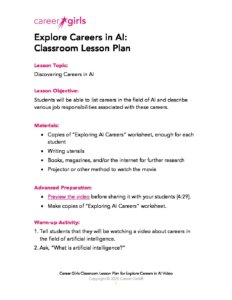 Explore-Careers-In-AI-Classroom-Lesson-Plan - Career Girls