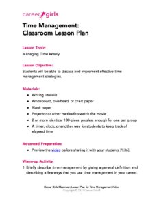 Time-Management-Classroom-Lesson-Plan - Career Girls