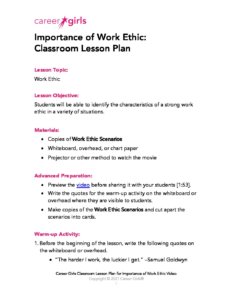 Work-Ethic-Classroom-Lesson-Plan-1 - Career Girls