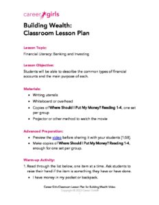 Building-Wealth-Empowerment-Video-Classroom-Lesson-Plan - Career Girls